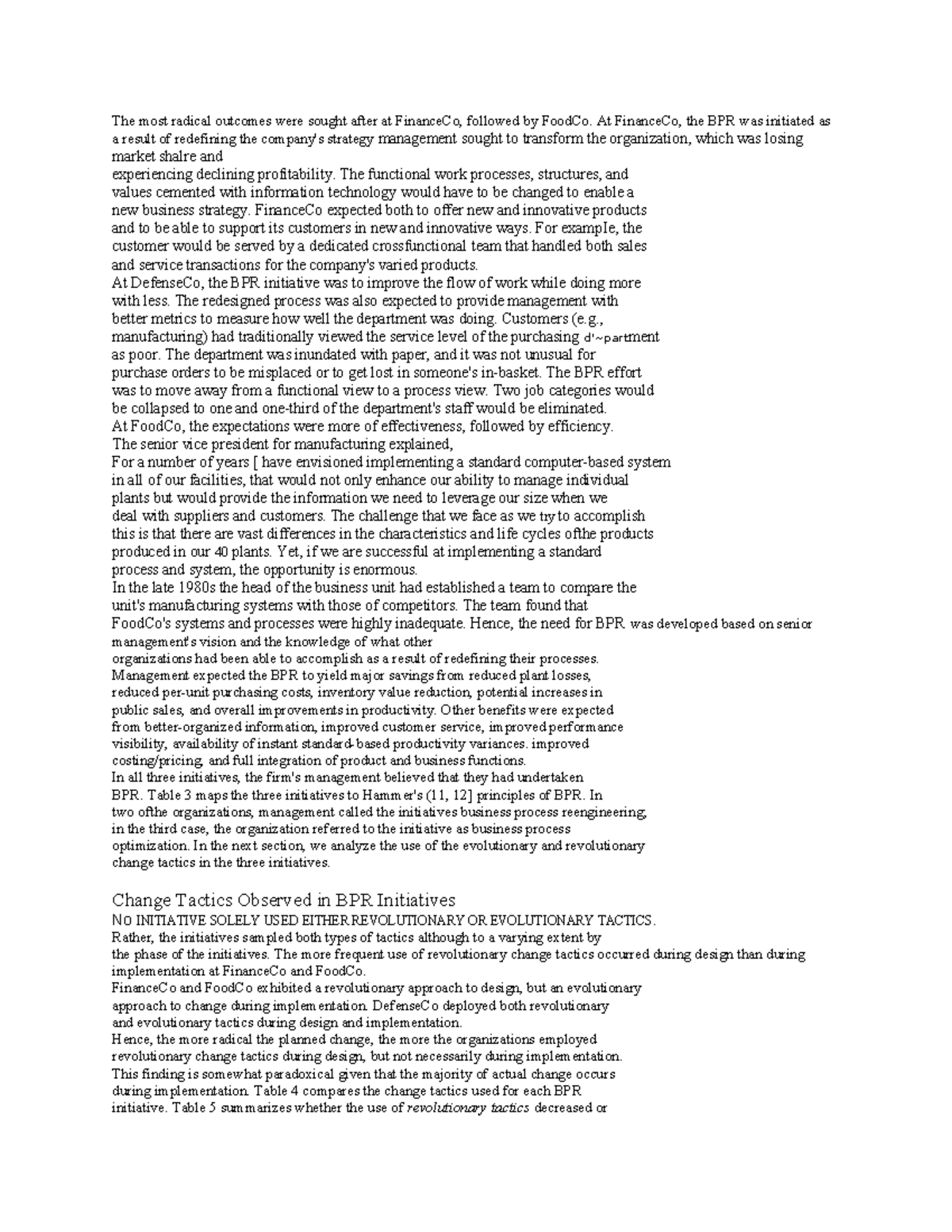 The most radical outcomes were sought after at Finance Co - At ...