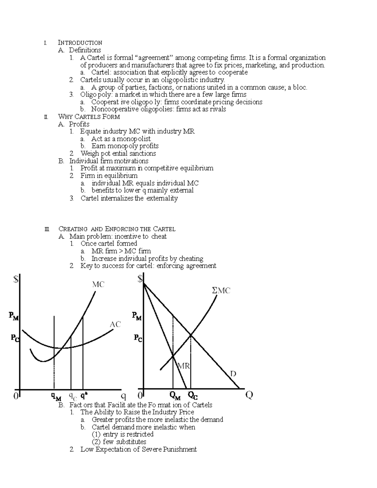 Topic 3 -Cartel - Lecture notes 3 - I. II. INTRODUCTION A. Definitions ...