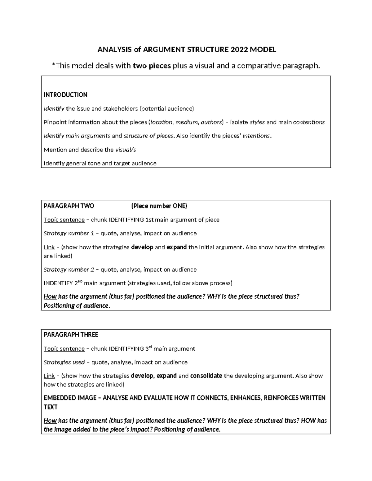 ALA structure - ALA - ANALYSIS of ARGUMENT STRUCTURE 2022 MODEL *This ...