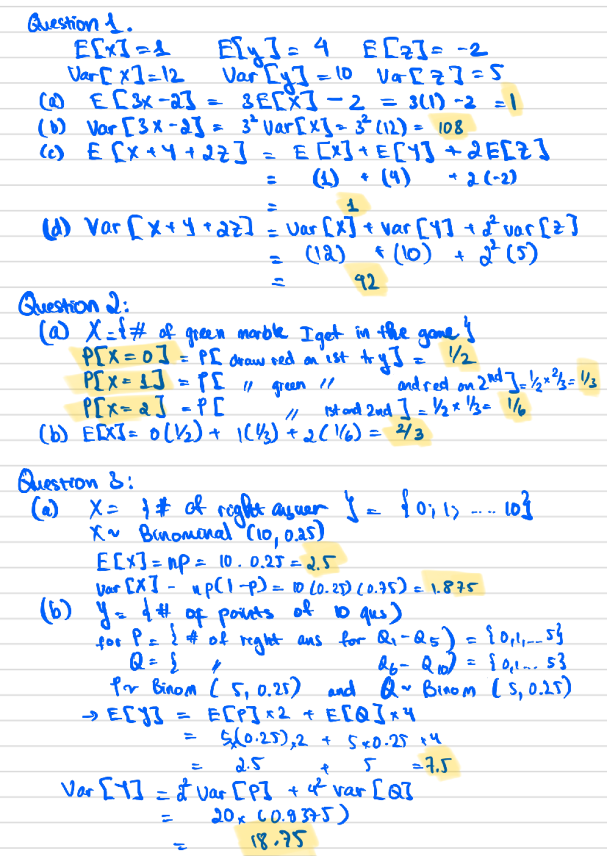 Disc 3 - It is a STAT prep - Question 1. 4 Var (a) 2 (b) Var 32 32 (12 ...