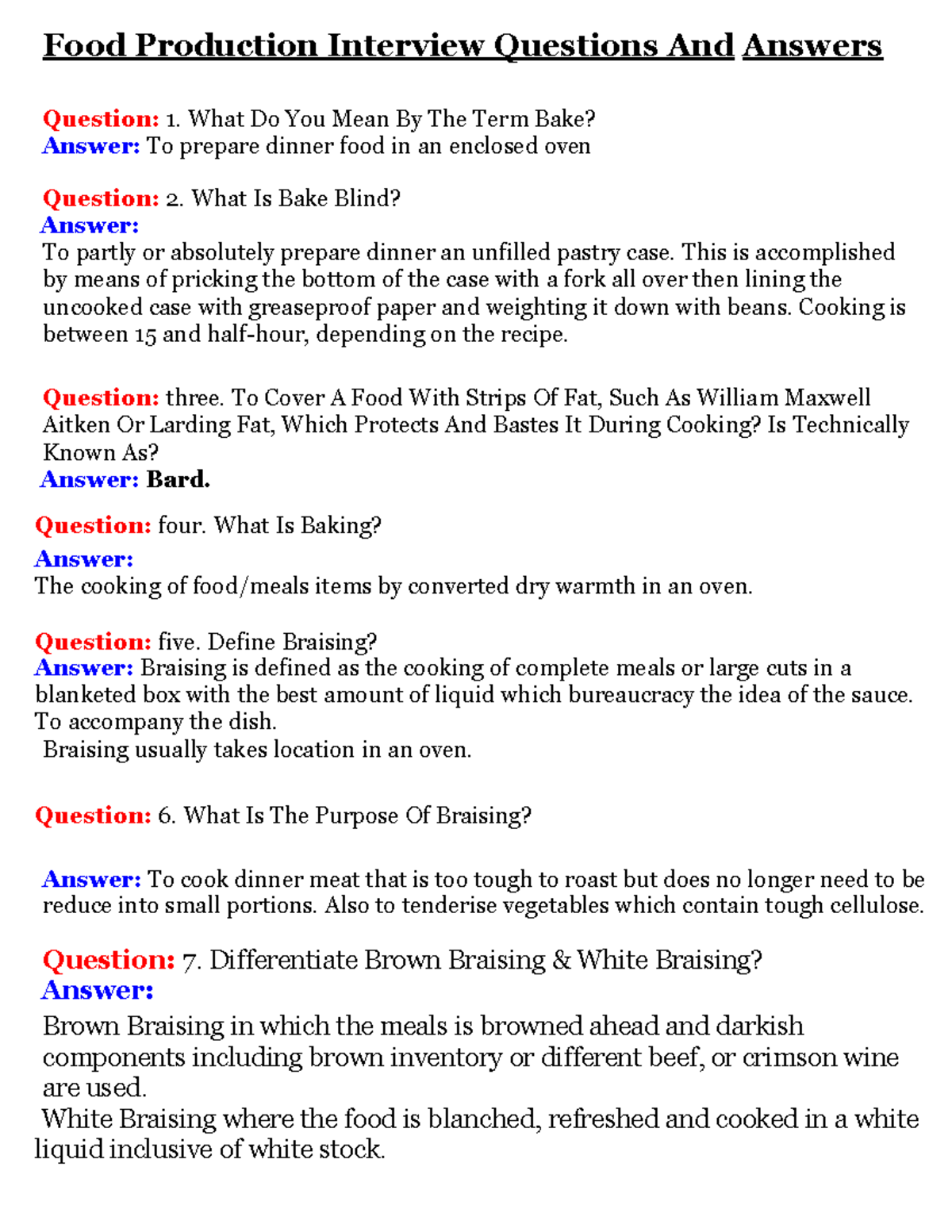 Food Production Interview Questions And Answers by Atanu Dolui - Food ...