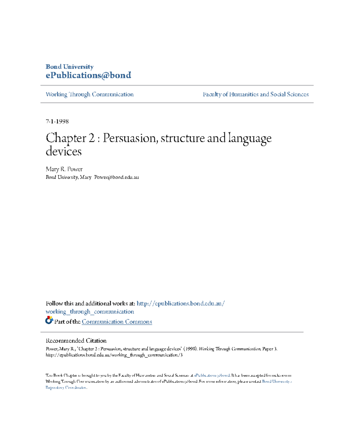 ENG2602 Persuasion Structure and Language Devices - Bond University ...