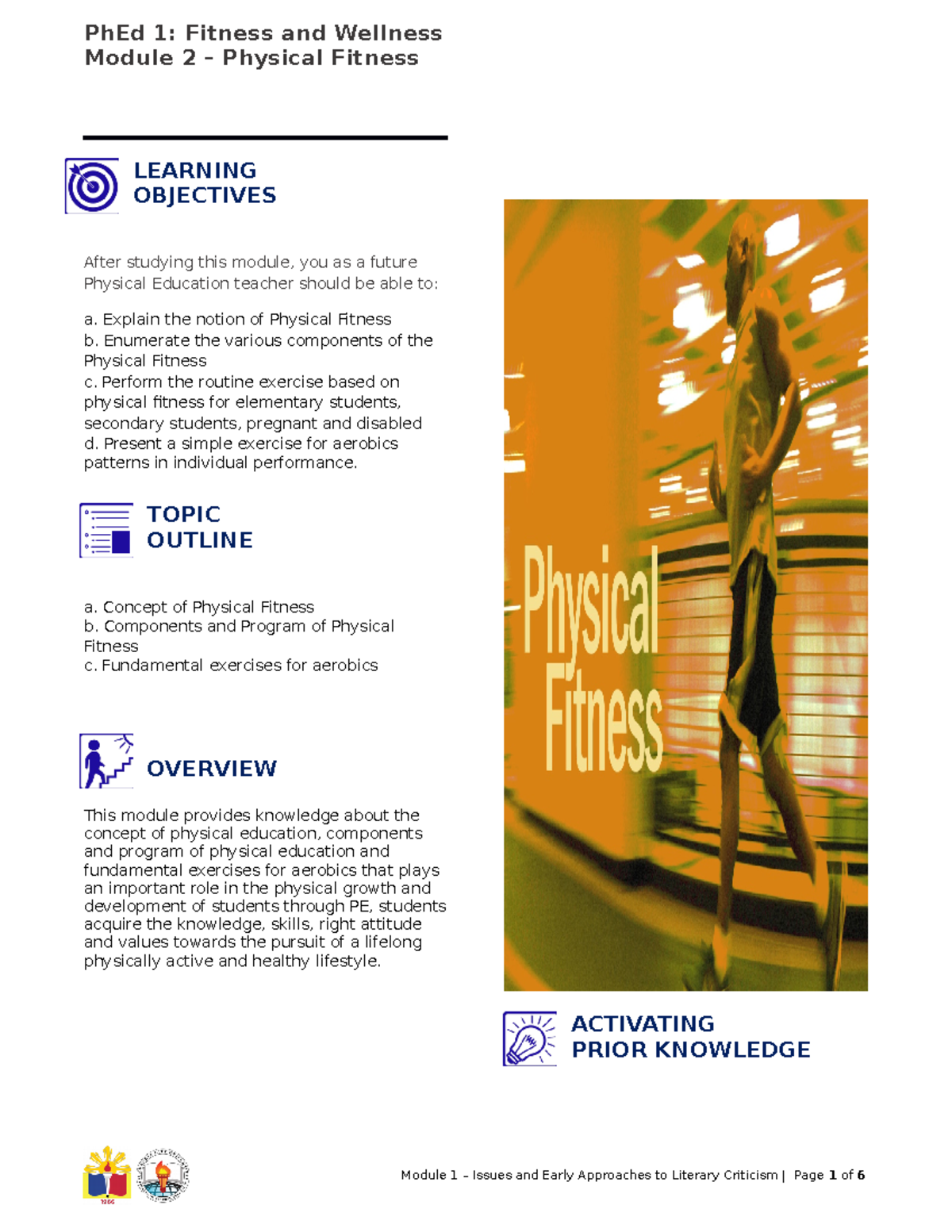 Module 2 - Physical Fitness - LEARNING OBJECTIVES After studying this ...
