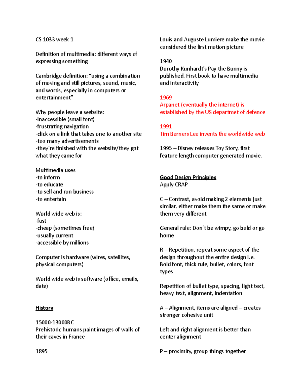 CS 1033 week 1 - Lecture notes 1 - CS 1033 week 1 Definition of ...
