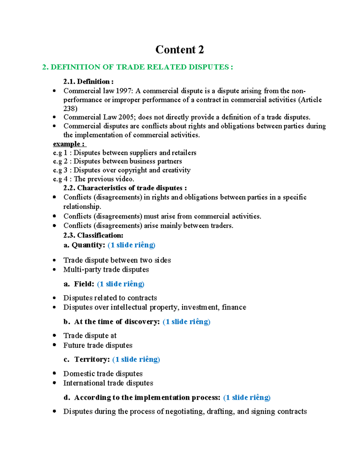 Content 2 - done - Content 2 2. DEFINITION OF TRADE RELATED DISPUTES ...