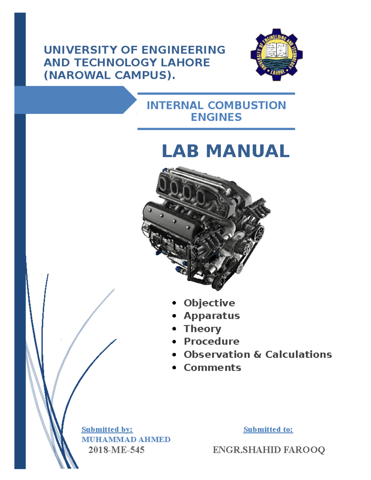 IC Manual for internal combustion engine - UNIVERSITY OF ENGINEERING ...