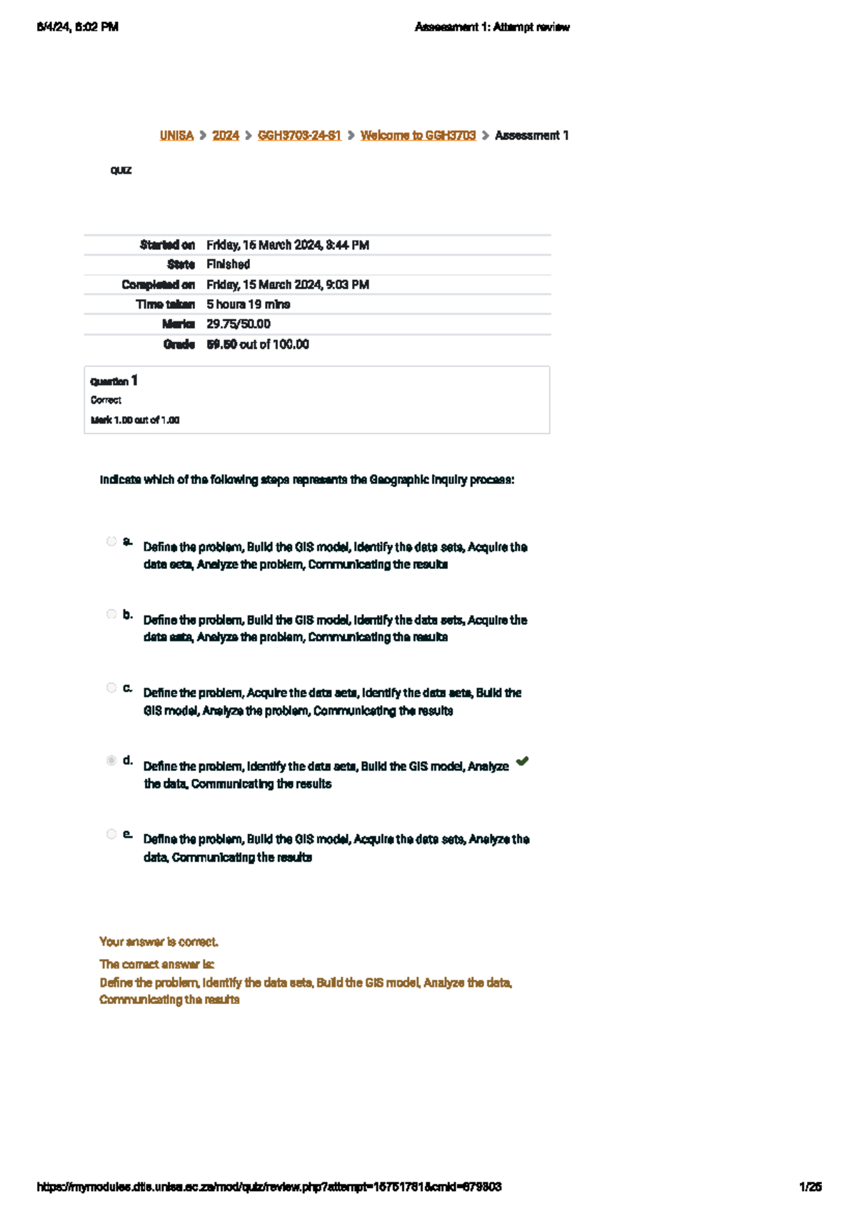 GGH3703 Assignment 1 A2 - 6:02 PM Assessment 1: Attempt review UNISA ...