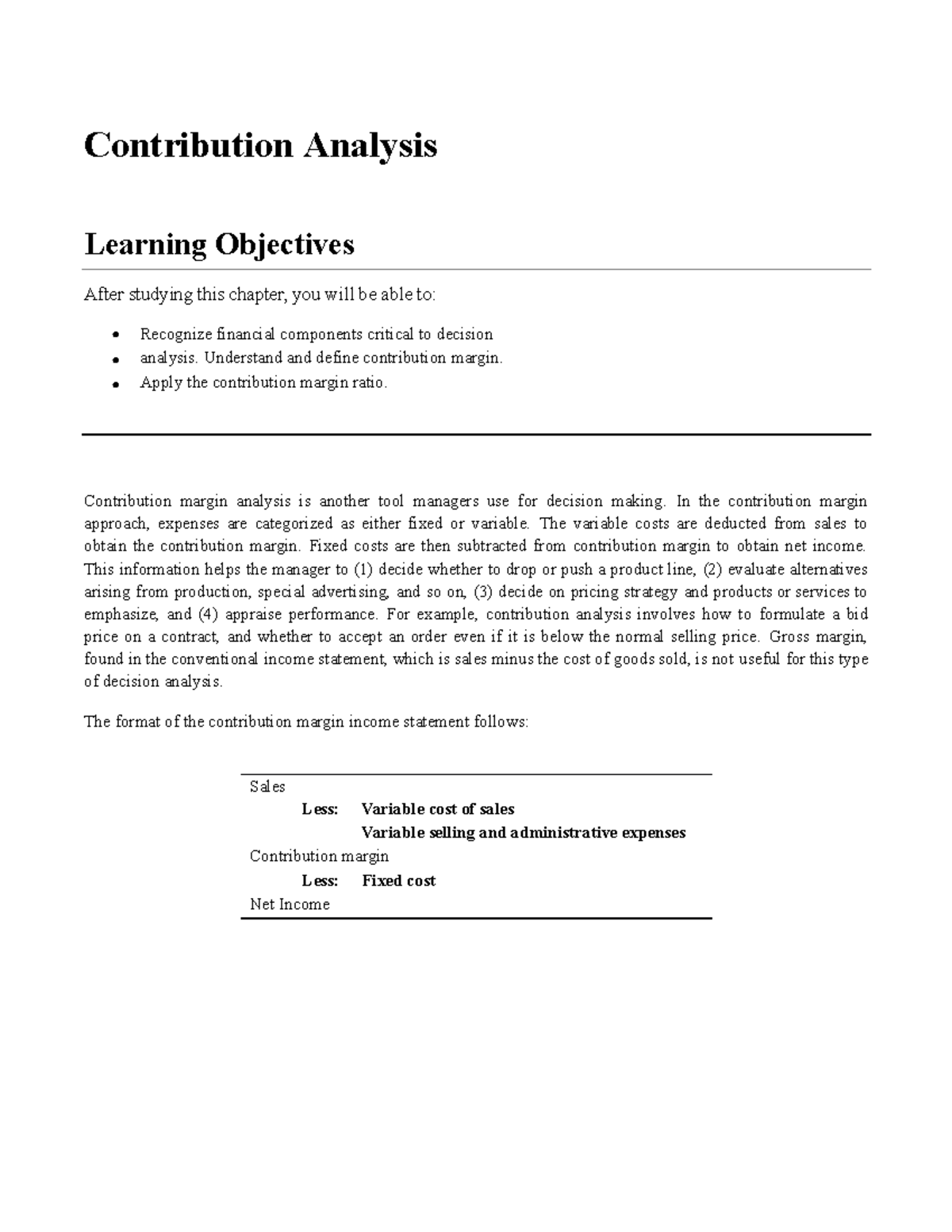 Contribution Analysis - Contribution Analysis Learning Objectives After ...