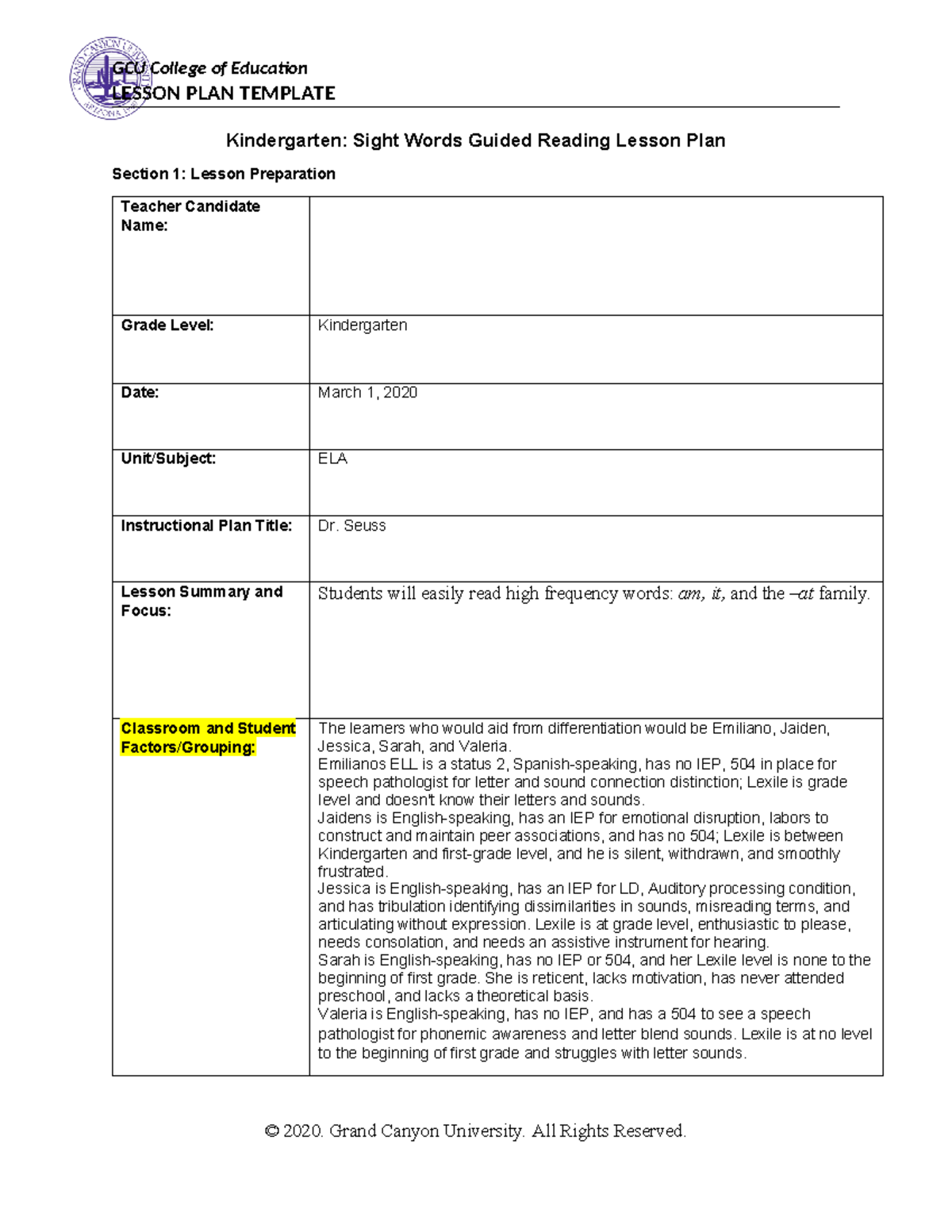 SPD-208 RS T5 Kindergarten Sight Words Guided Reading Lesson Plan ...