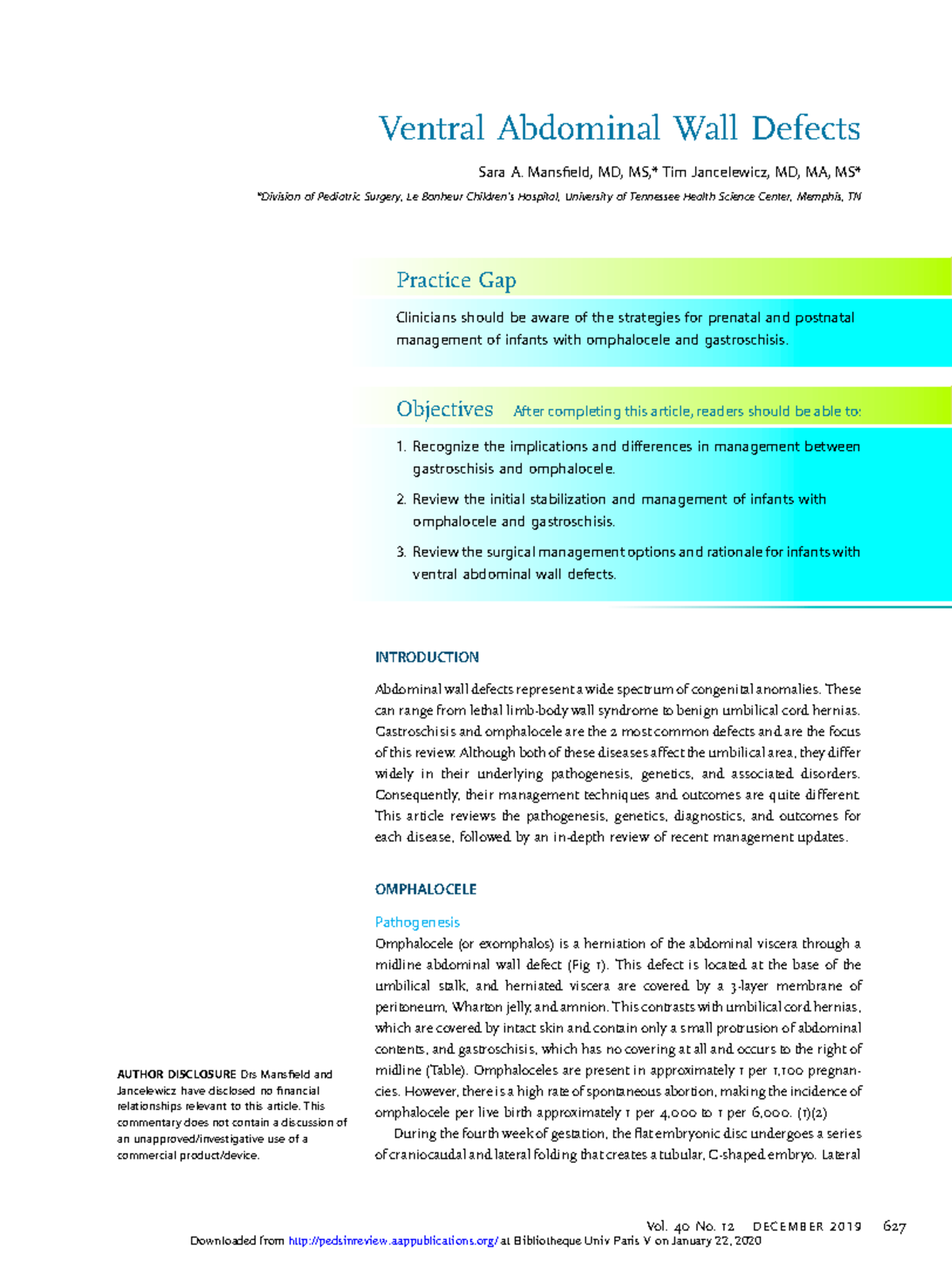 PIR - Ventral Abdominal Wall Defects - Ventral Abdominal Wall Defects ...