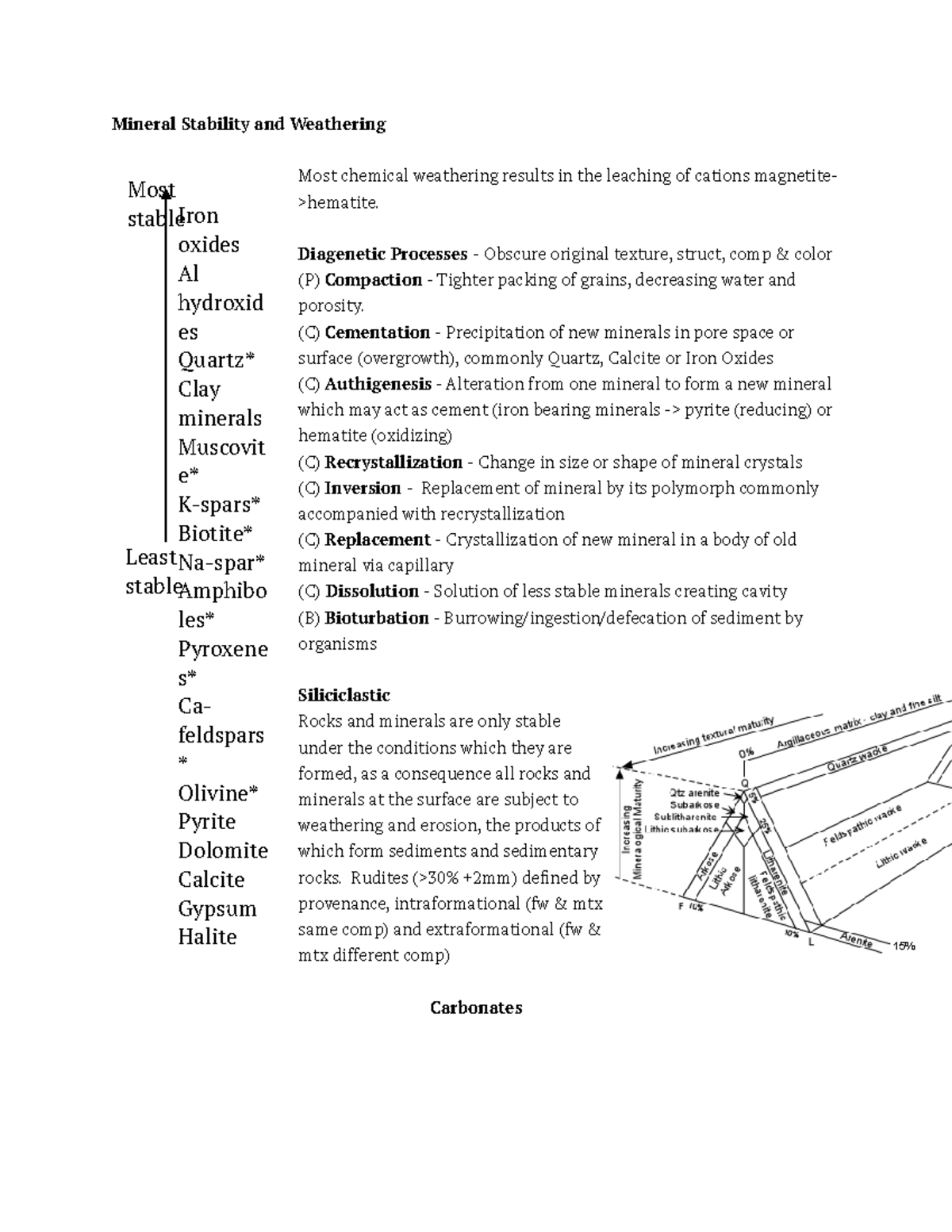 SEDS LAB - Mineral Stability and Weathering Most stableIron oxides Al ...