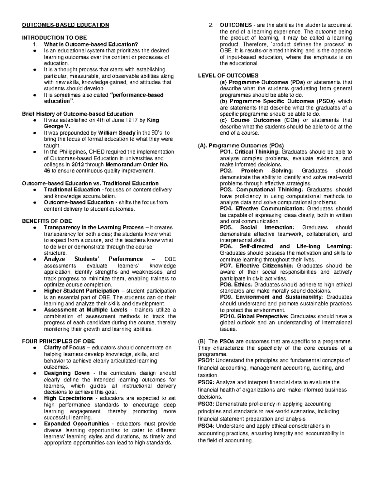 Outcomes-Based Education - OUTCOMES-BASED EDUCATION INTRODUCTION TO OBE ...