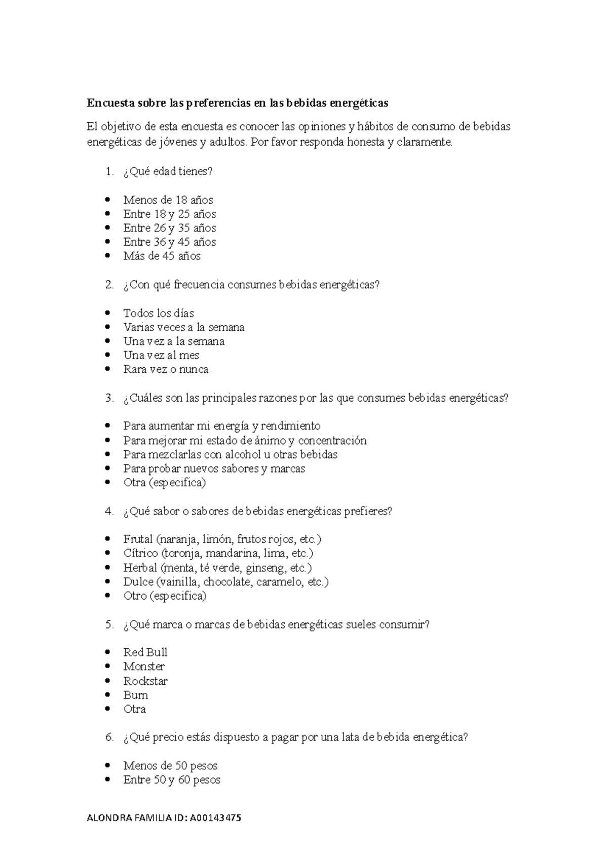 Familia Alondra Entrevistas - Encuesta sobre las preferencias en las ...