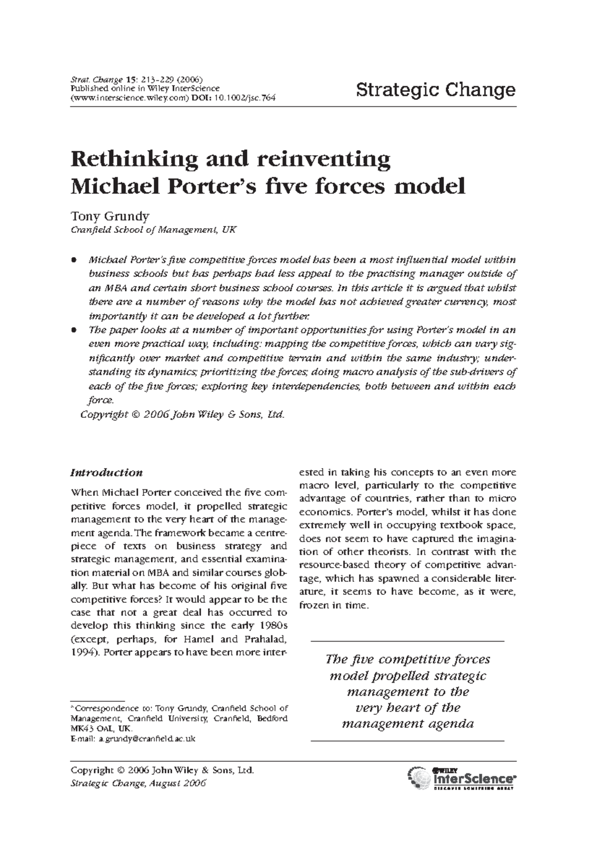 Rethinking Michael Porters five forces Model - Rethinking and ...