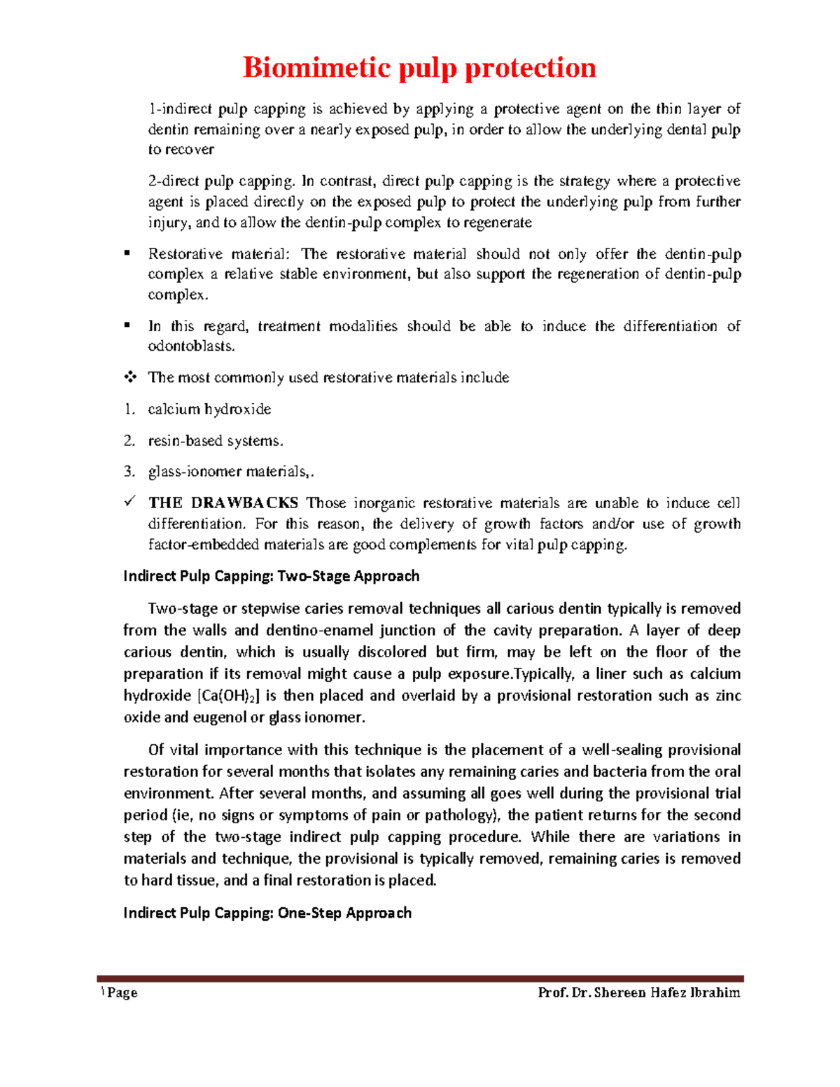 Biomimetic for pulp - Pathology - Biomimetic pulp protection 1 Page ...