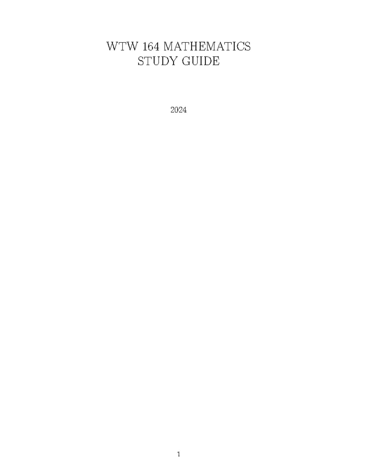 WTW 164 Study Guide 2024 - WTW 164 MATHEMATICS STUDY GUIDE 2024 ...