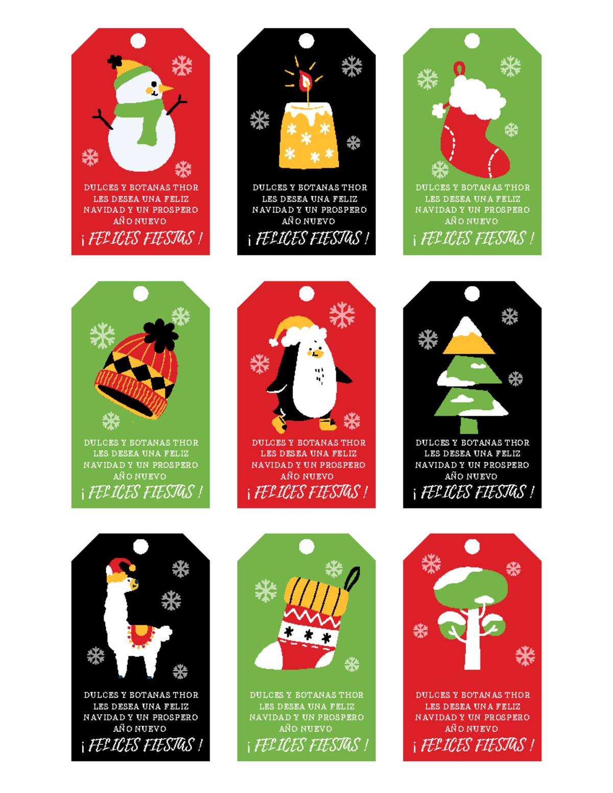 Red Green Black Simple Illustration Winter Holiday Christmas Gift Tag ...