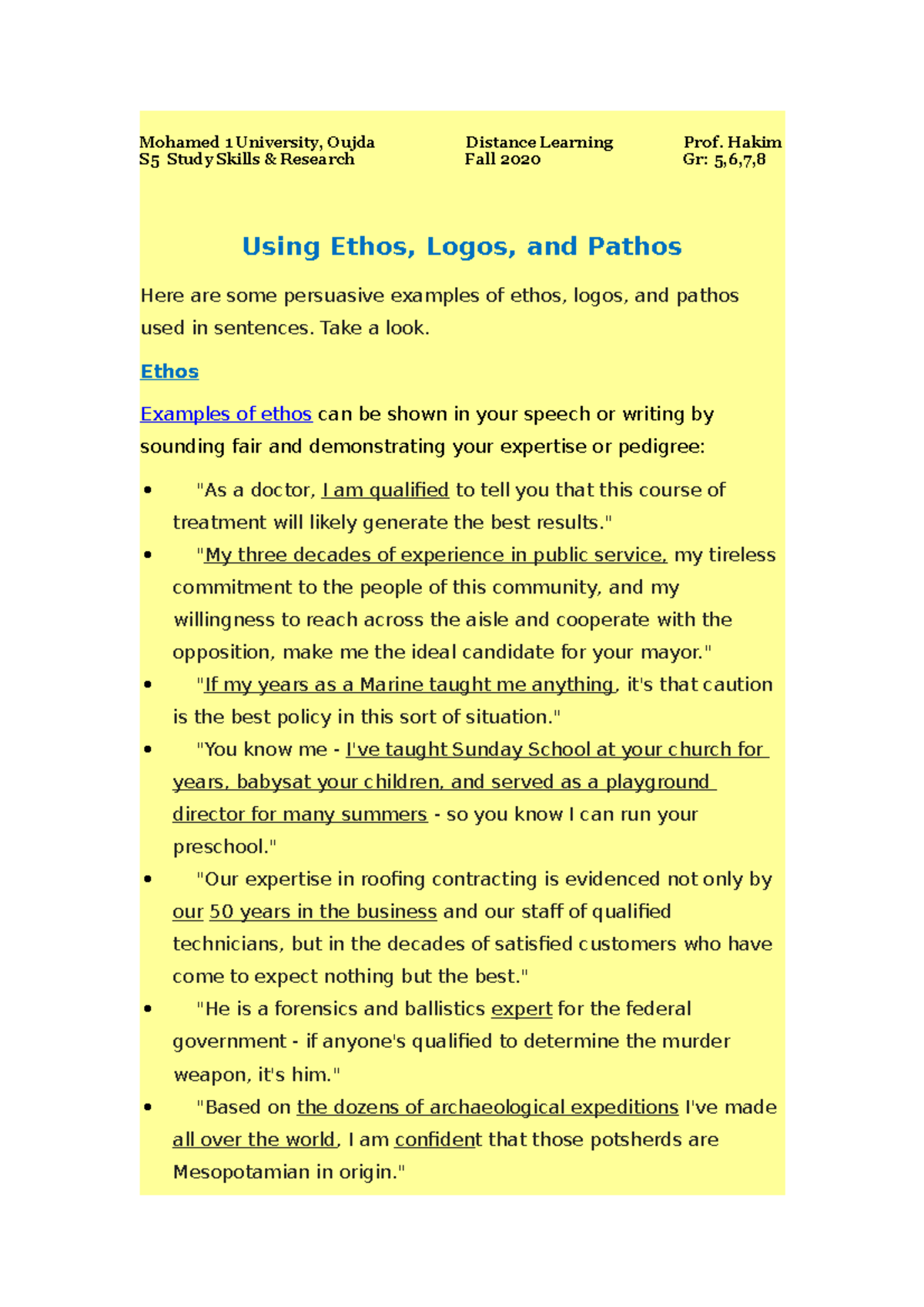 Using Ethos - Study skills and R. methods Pr Hakim - Mohamed 1 ...