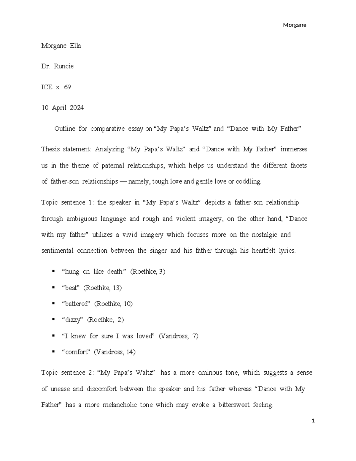 Assignment 3 - Outline for a comparative essay homework - Morgane ...