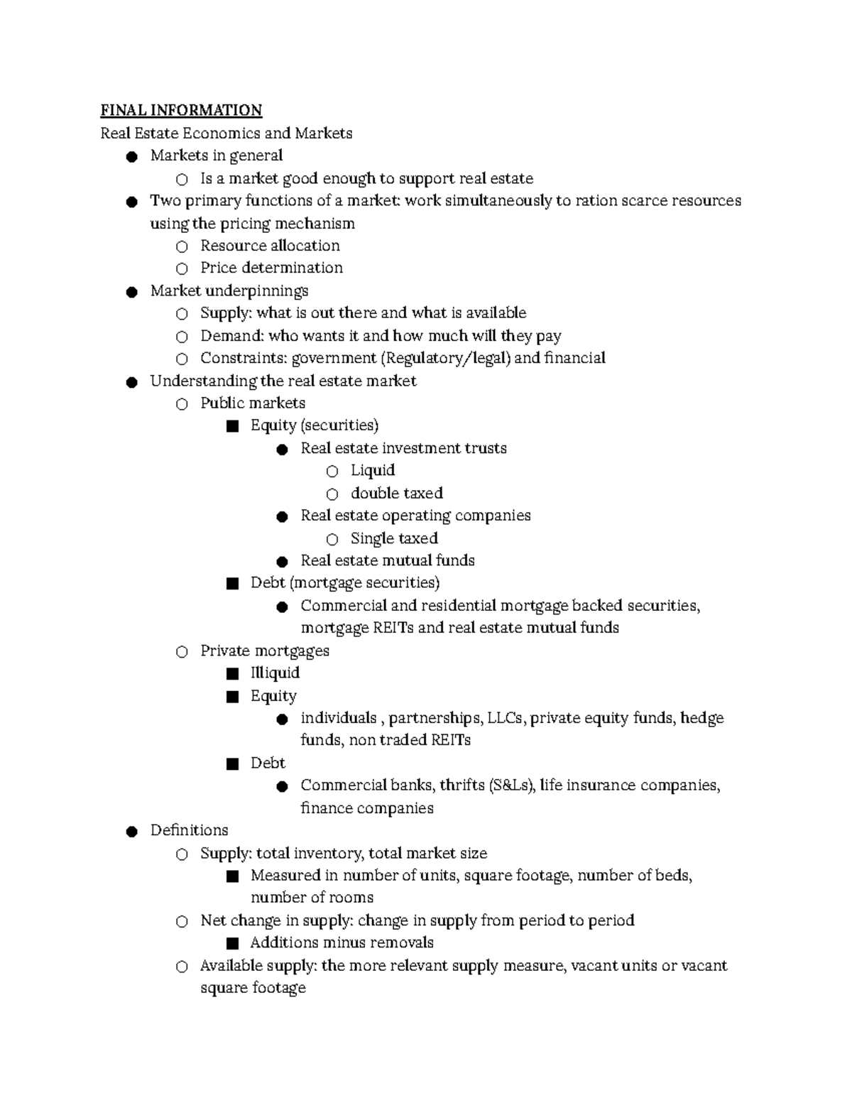 Module 10 - class notes - springer - FINAL INFORMATION Real Estate ...