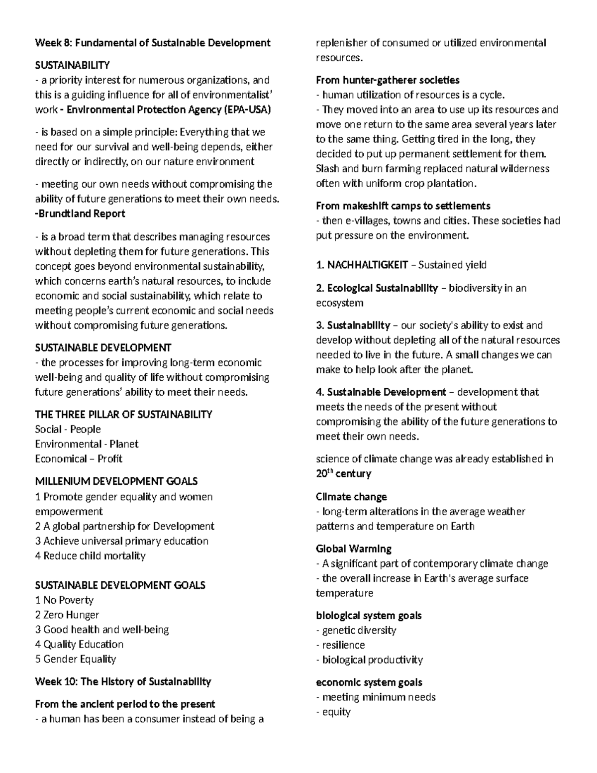 Science - Week 8: Fundamental of Sustainable Development SUSTAINABILITY ...