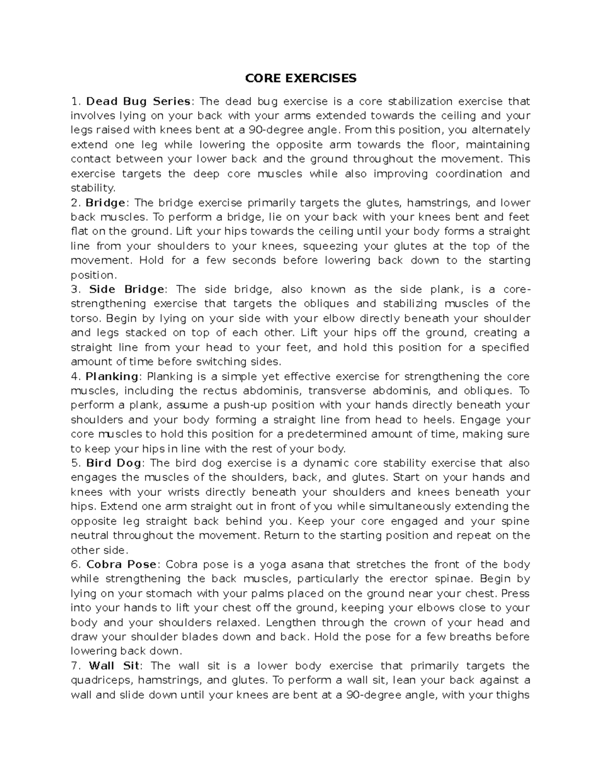 CORE- Exercises - to help - CORE EXERCISES Dead Bug Series: The dead ...