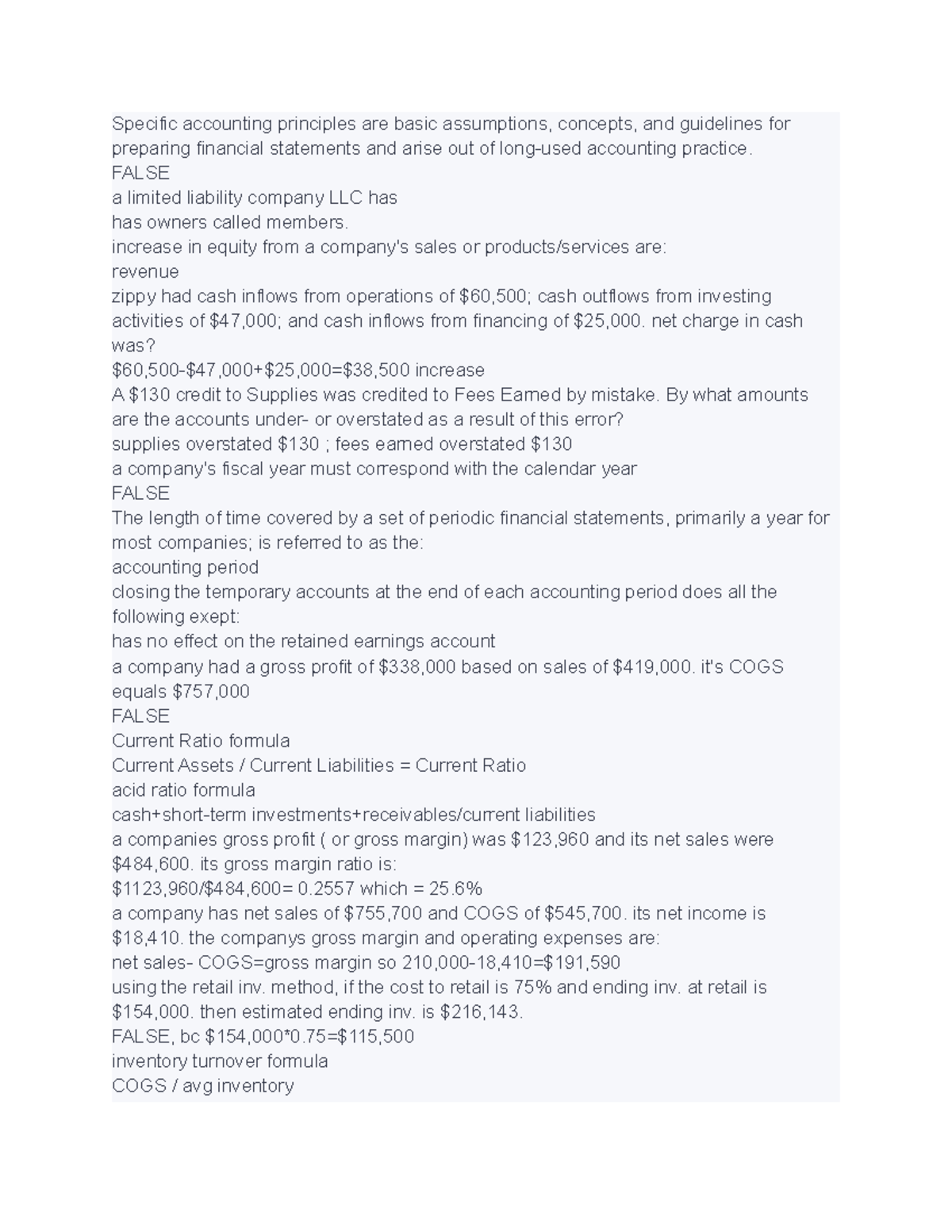 acct 211 lecture notes professor koss - Specific accounting principles ...