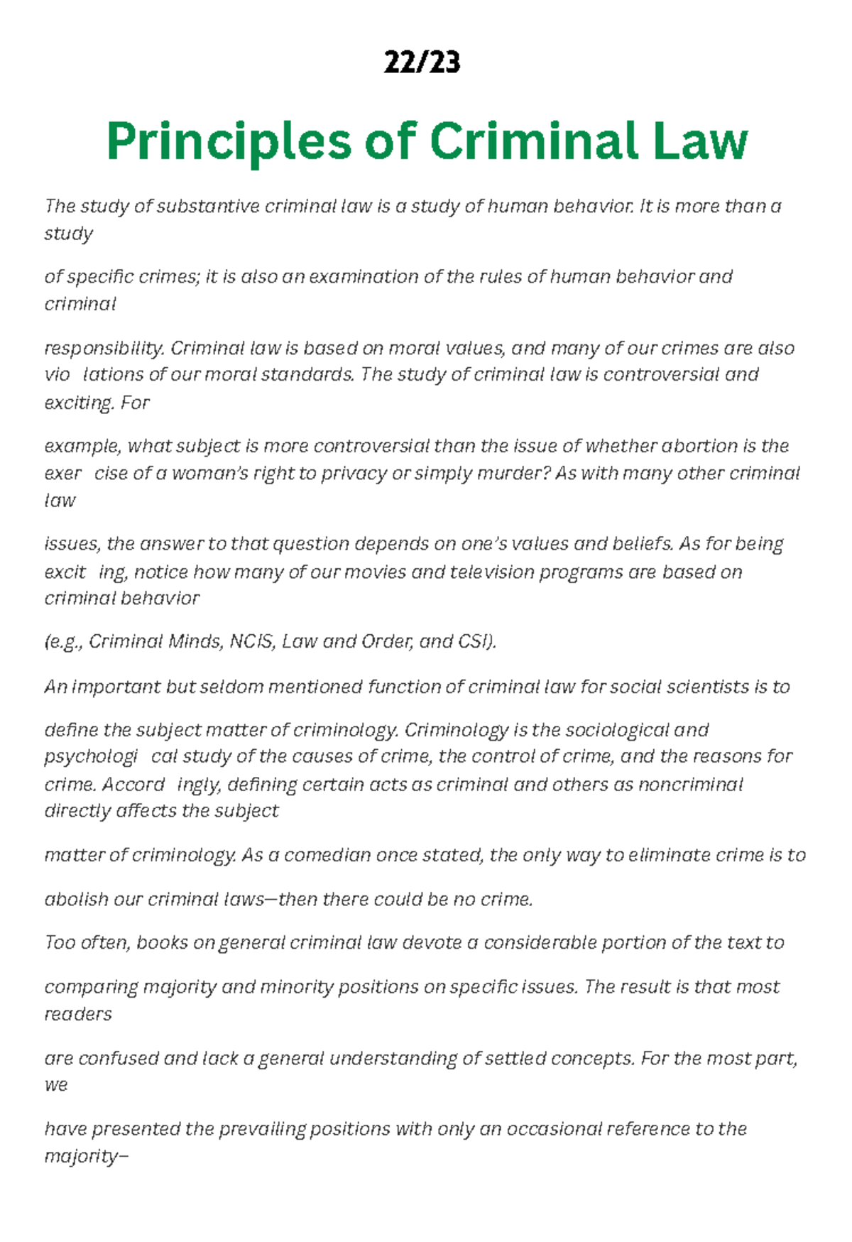 Princi~1 - The principles of criminal law and the elements of various ...