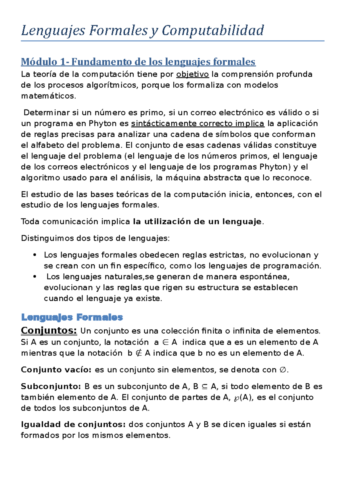 Lenguajes Formales y Computabilidad - Lenguajes Formales y ...