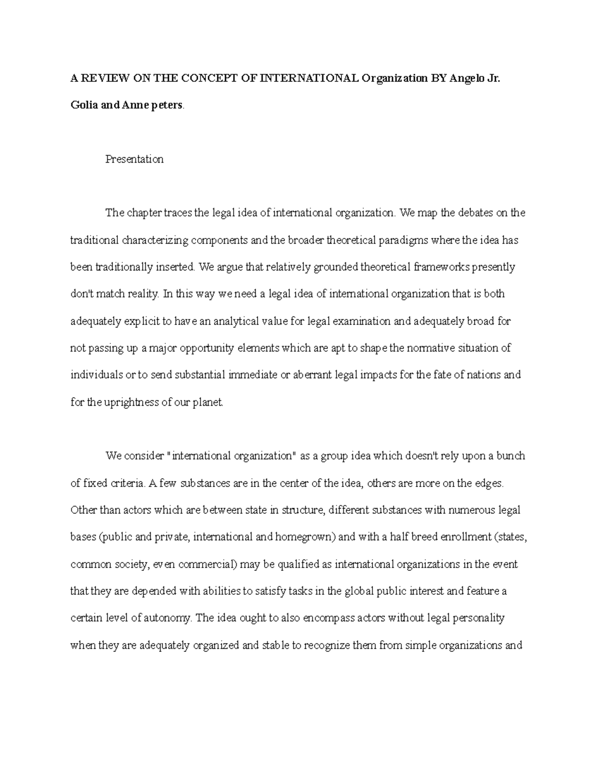 A Review OF International Organization 3RD Edition BY Clive Archer - A ...