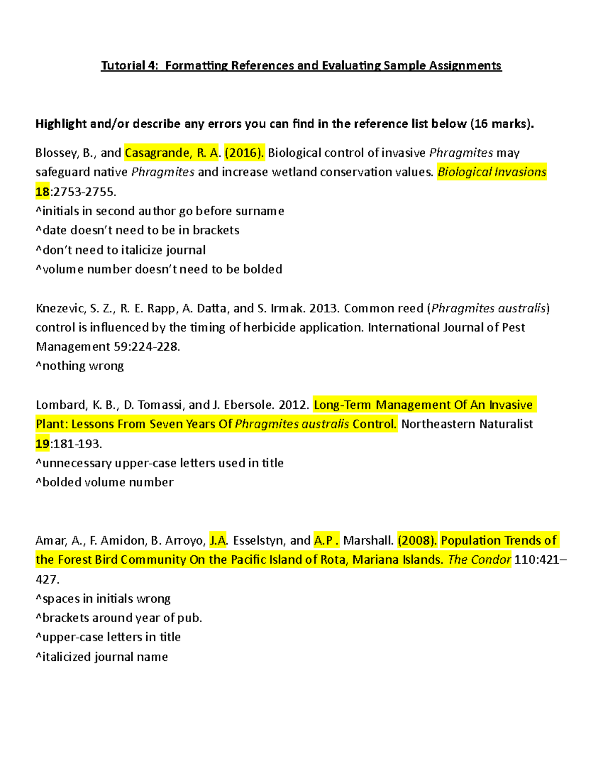 BIOL 2060 Tutorial 4 worksheet completed - Tutorial 4: Formatting ...