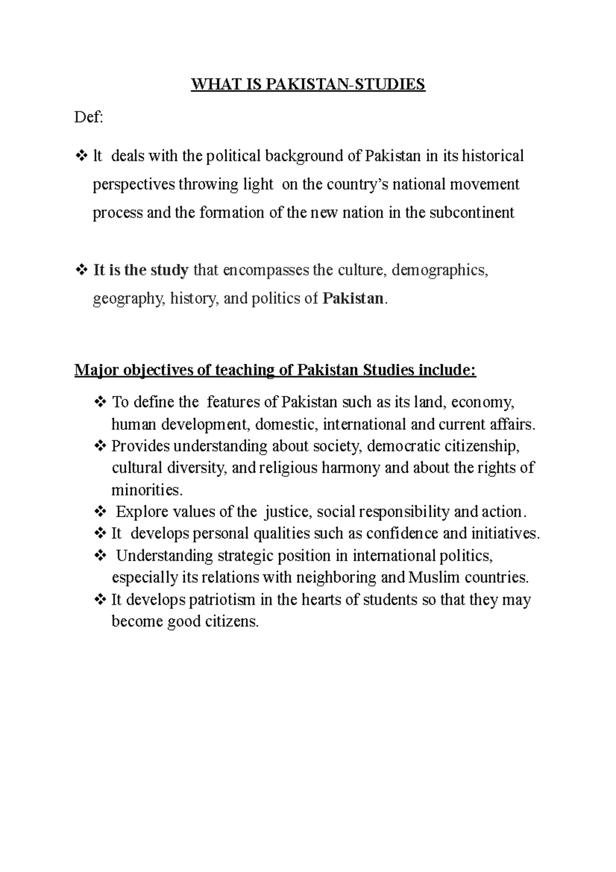 Pak studies 1st topic ideology - WHAT IS PAKISTAN-STUDIES Def: lt deals ...