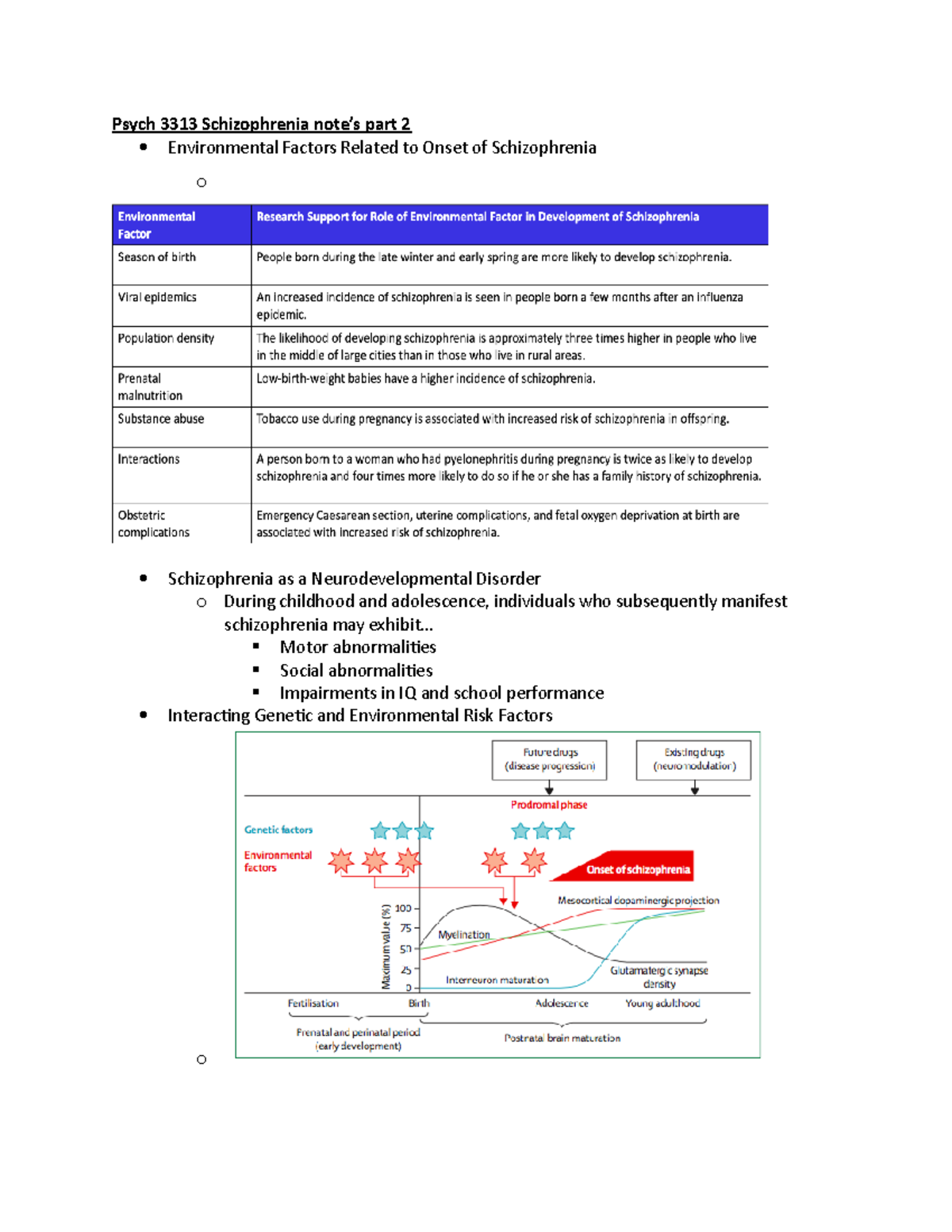 Psych 3313 Schizophrenia note part 2 - Psych 3313 Schizophrenia note’s ...