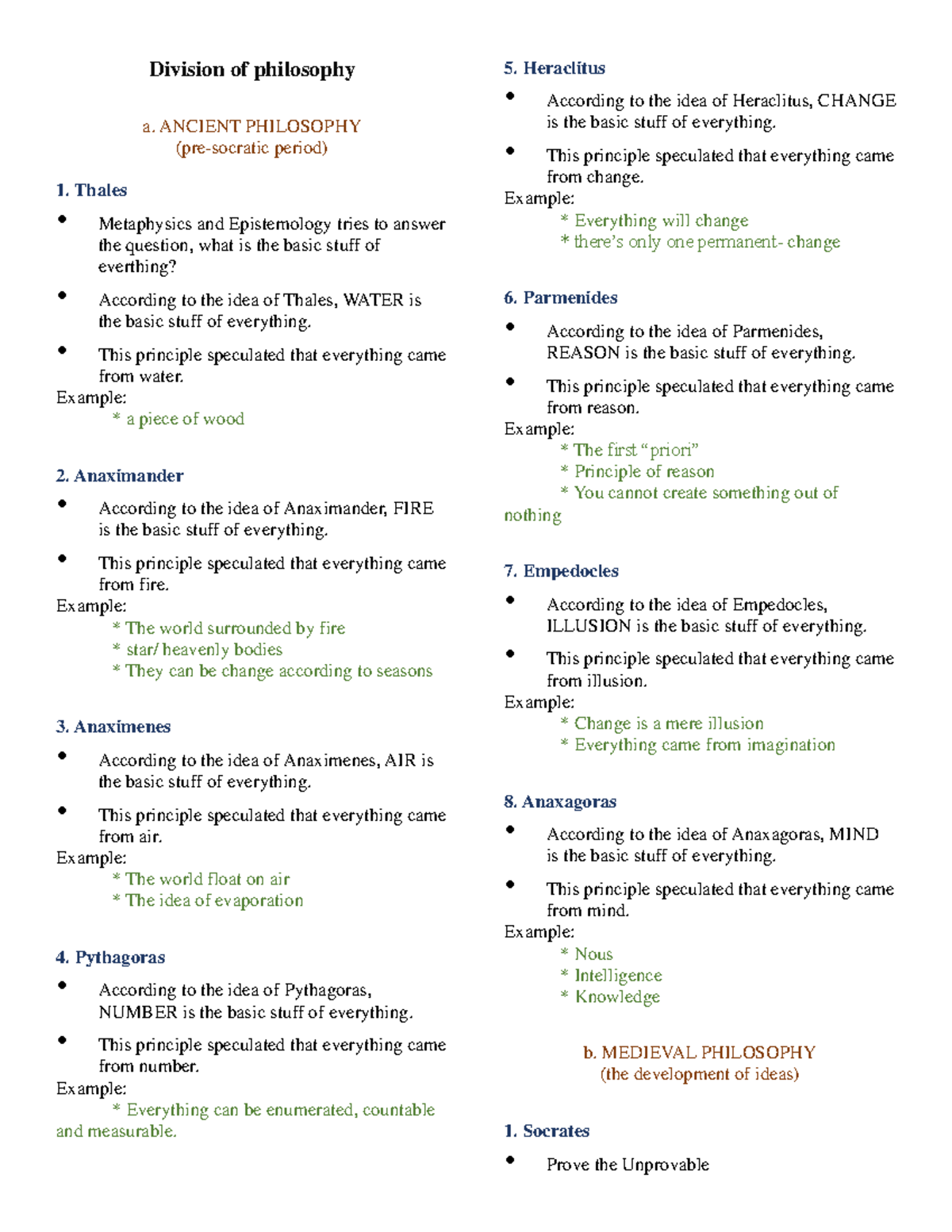 Ethics Reviewer - Division of philosophy a. ANCIENT PHILOSOPHY (pre ...