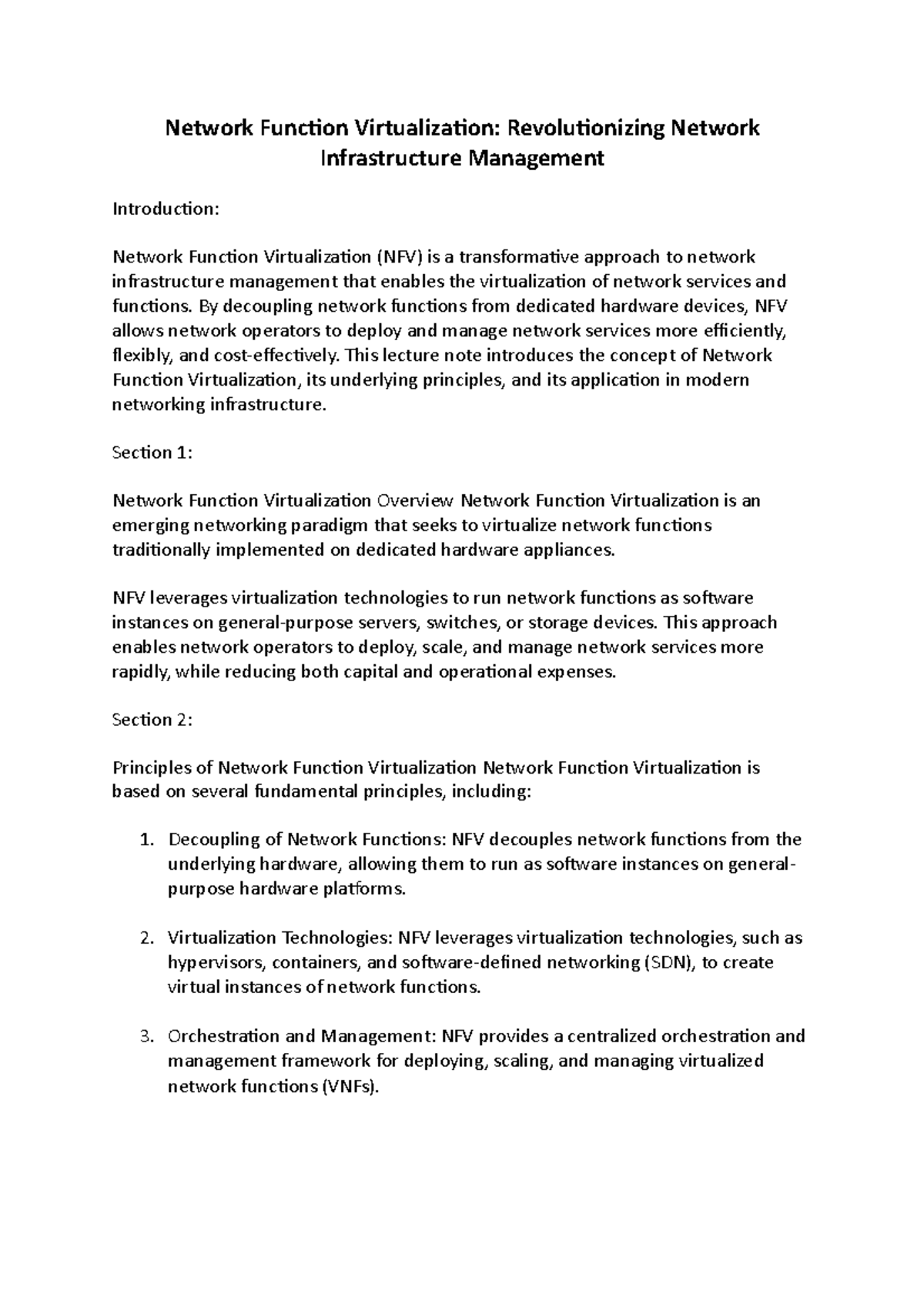 Network Function Virtualization Revolutionizing Network Infrastructure Management Network