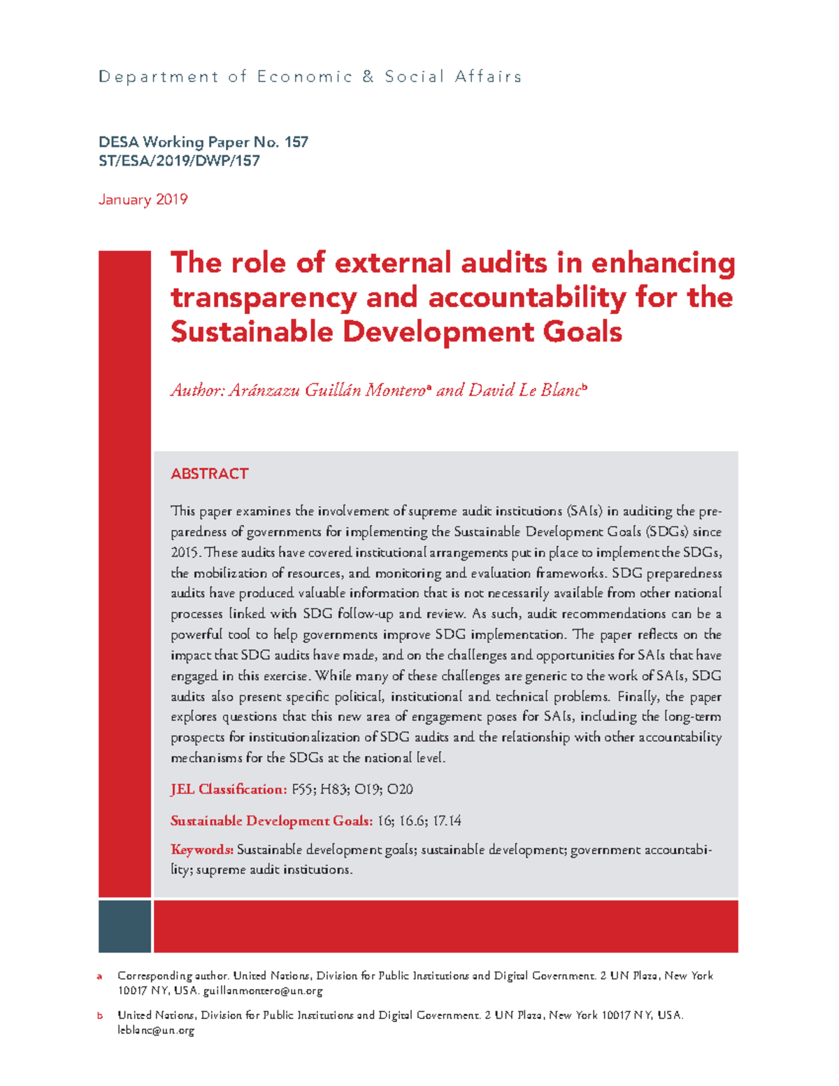 The role of external audits in enhancing transparency and accountability for the Sustainable ...