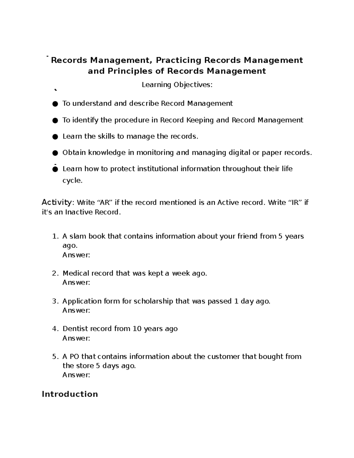 ADOPT MANUSCRIPT - Records Management, Practicing Records Management ...