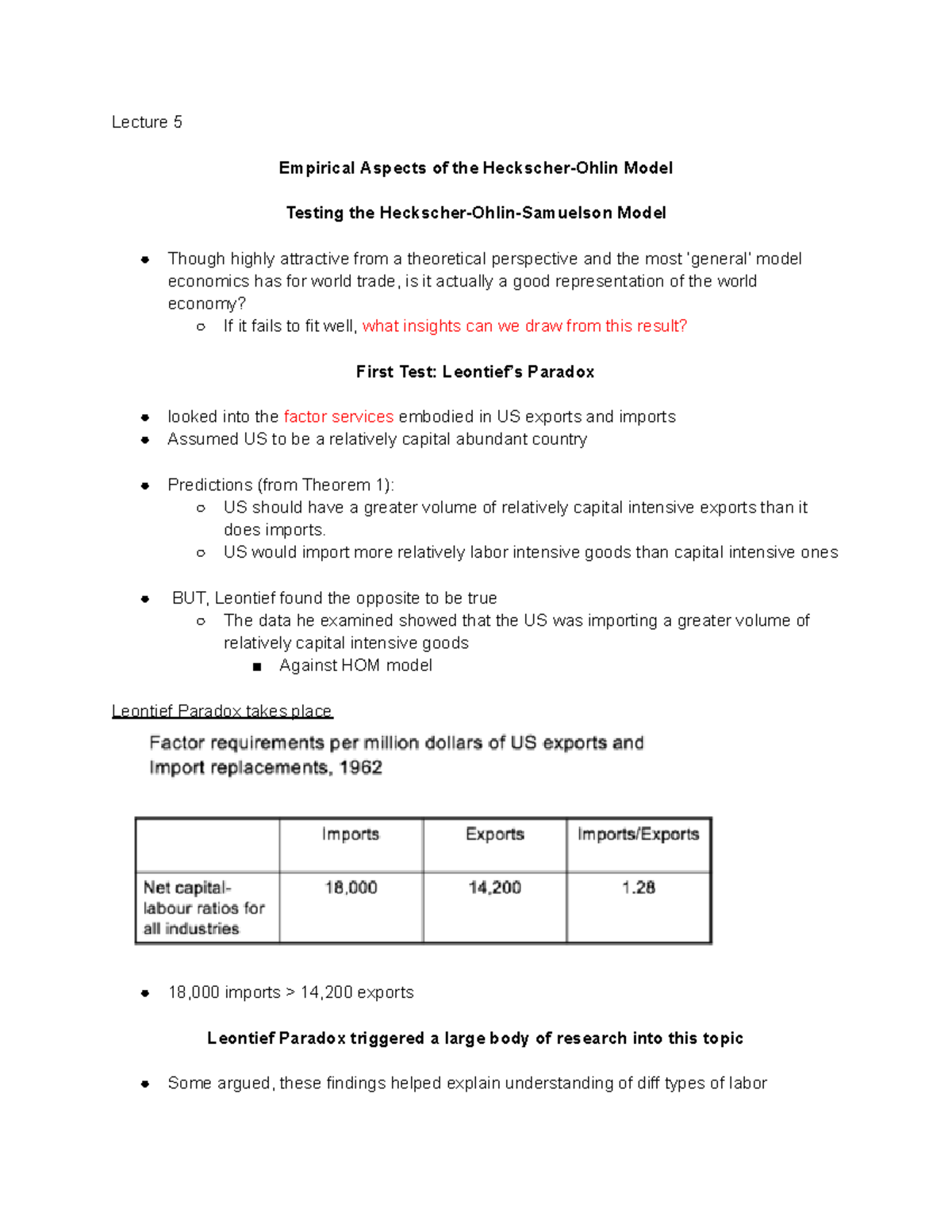 WK5: Testing the Heckscher-Ohlin-Samuelson Model - Lecture 5 Empirical ...