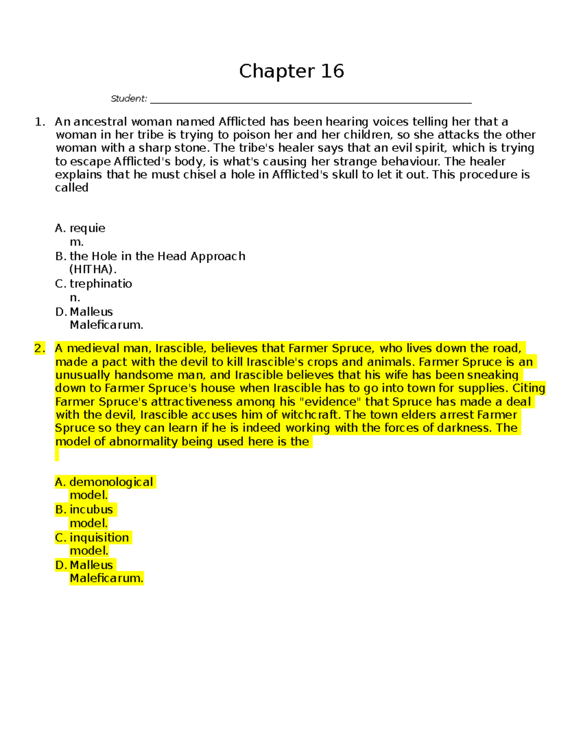 Psych 16 - Chapter 16 Student: - Studocu