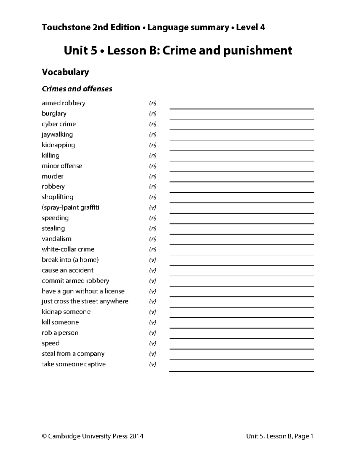 Lesson C - Apuntes - Unit 5 • Lesson B: Crime and punishment Vocabulary ...
