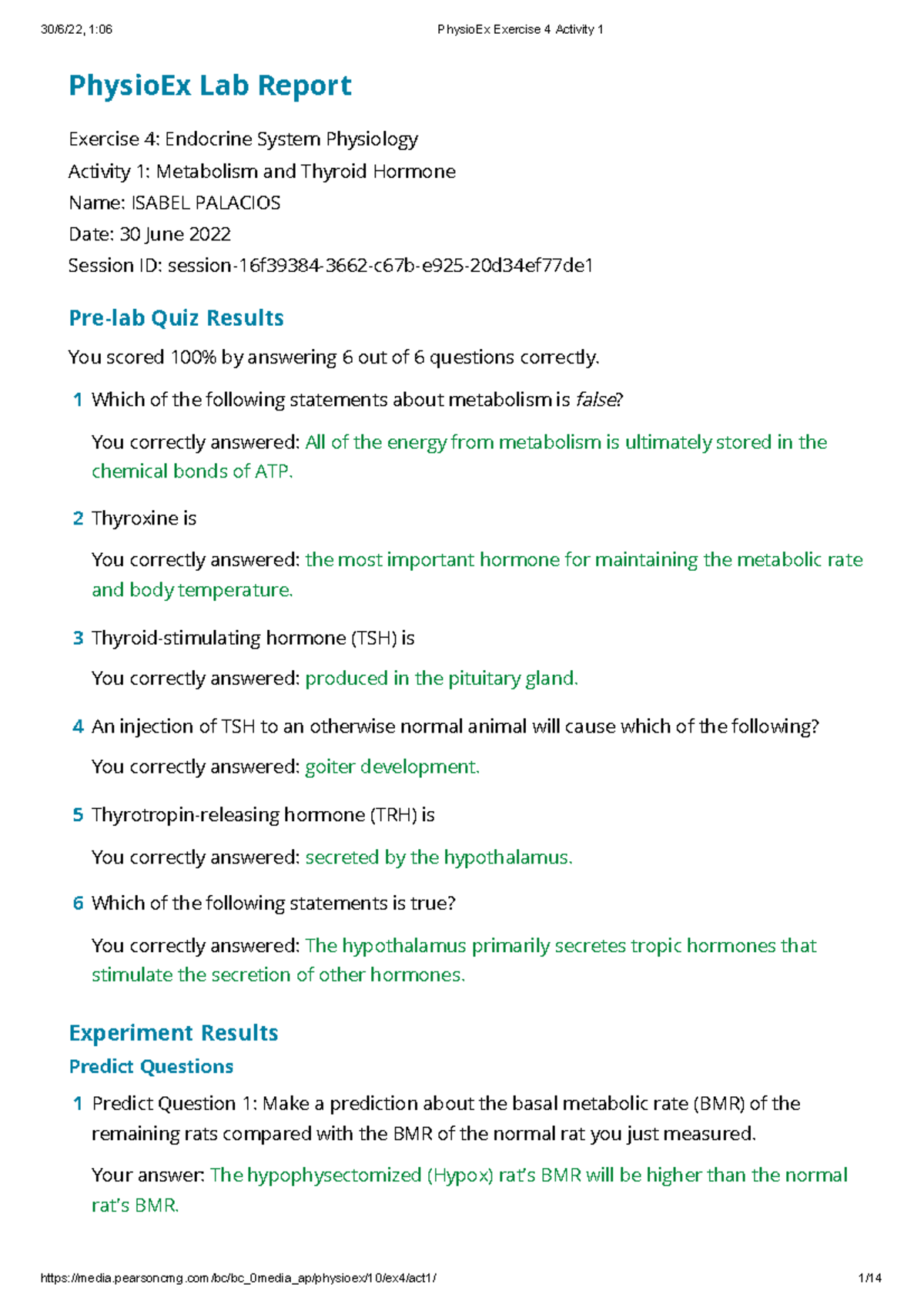 Physio Ex Exercise 4 Activity 1 - PhysioEx Lab Report Exercise 4 ...