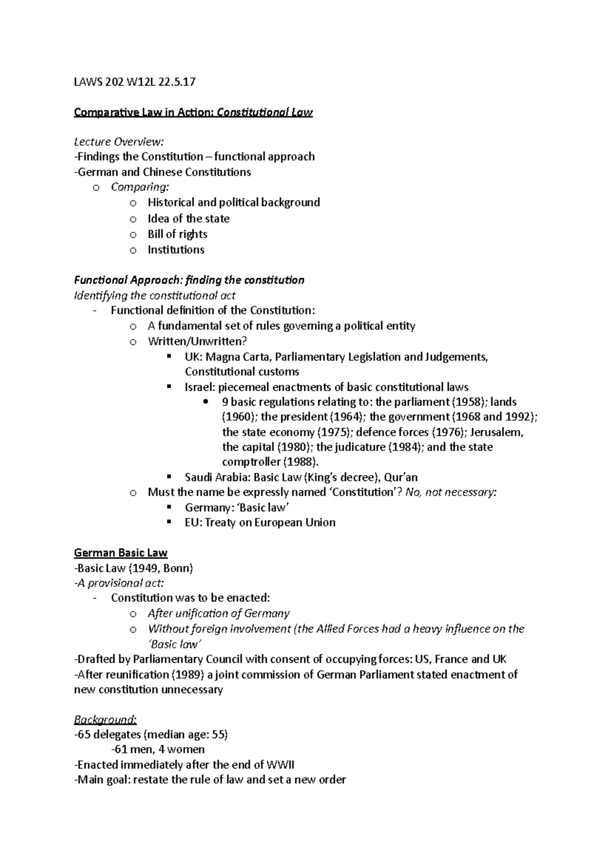 LAWS 202 W12L 22 - Lecture note 12 - LAWS 202 W12L 22. Comparative Law ...