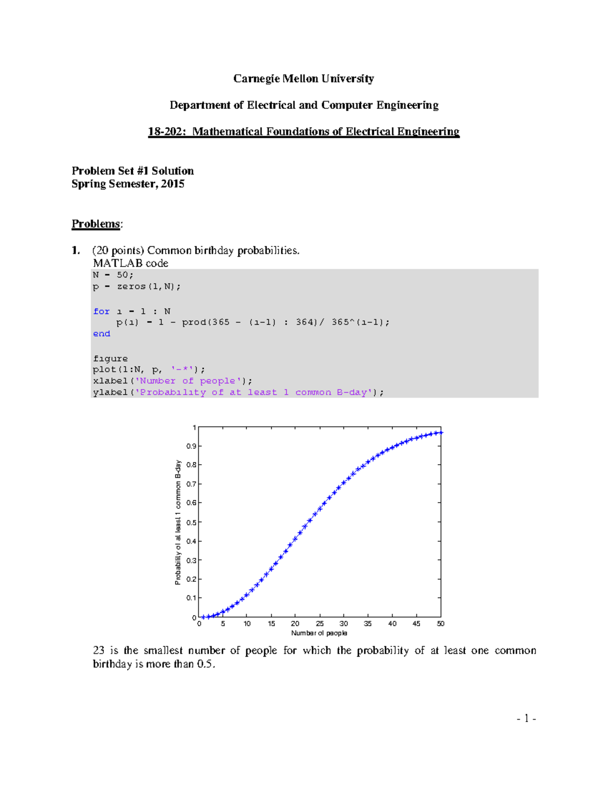 Seminar assignments - Problem set 1-3, solutions - Carnegie Mellon ...