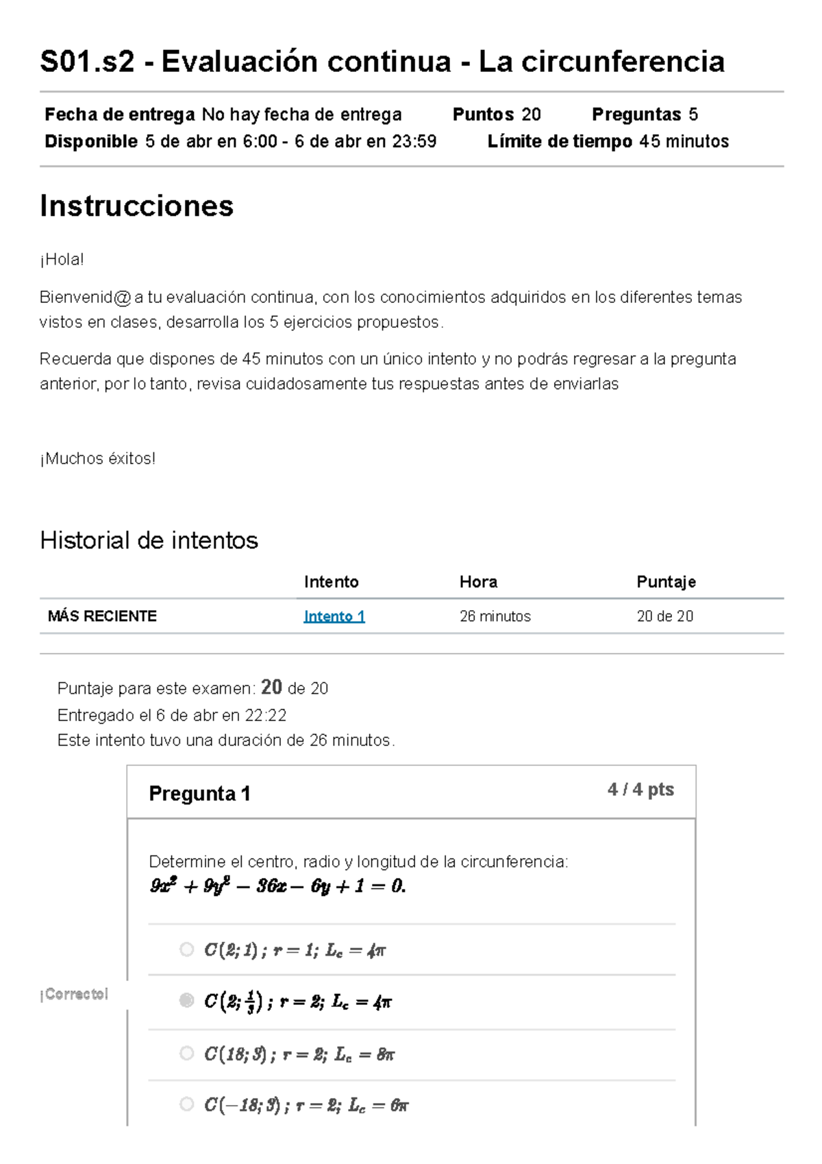 S01.s2 - Evaluación continua - La circunferencia Introduccion A LA Matematica PARA Ingenieria ...