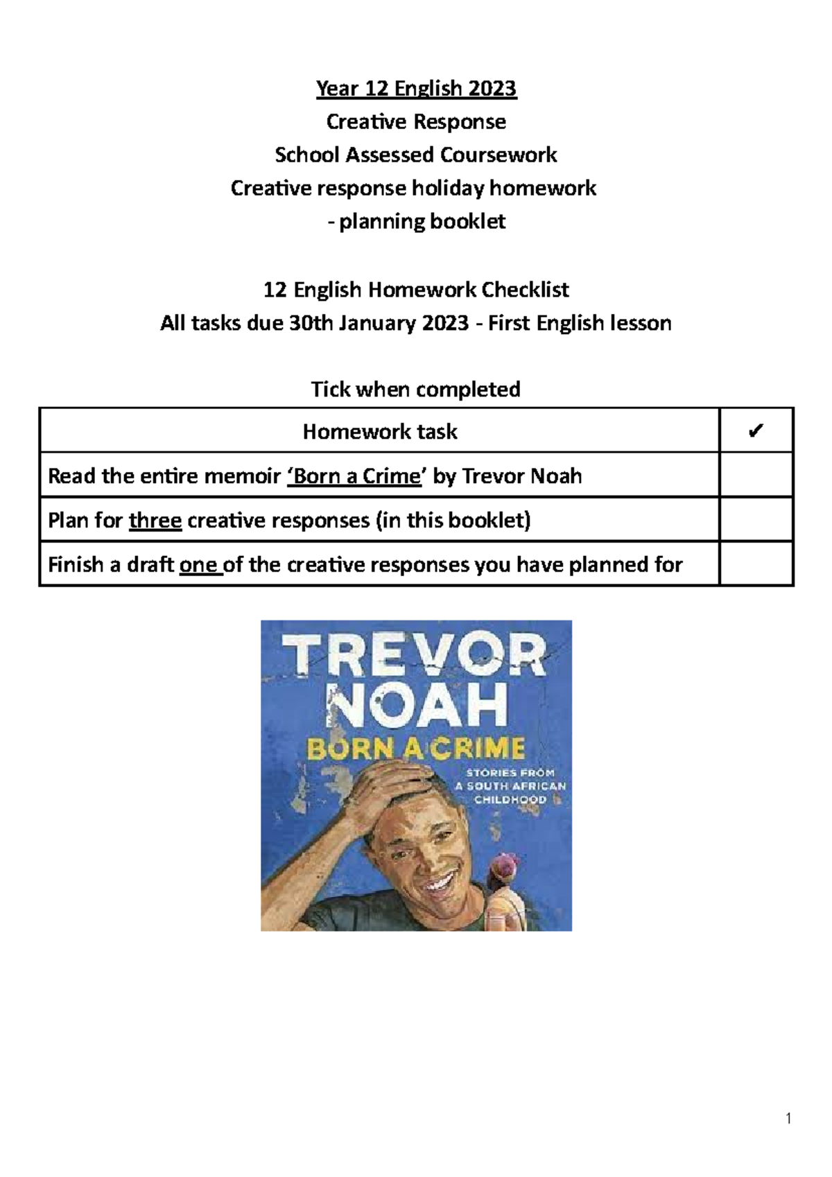 Creative Response SAC planning booklet - Year 12 English 2023 Creative ...