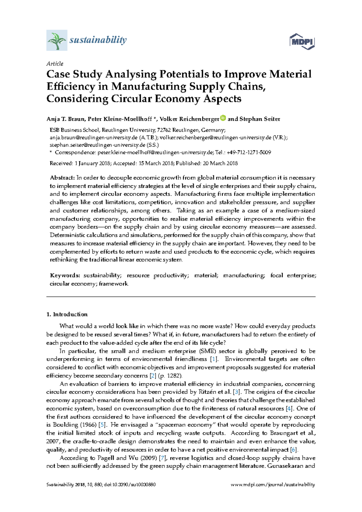 Case study analysing potentials to improve material efficiency in ...
