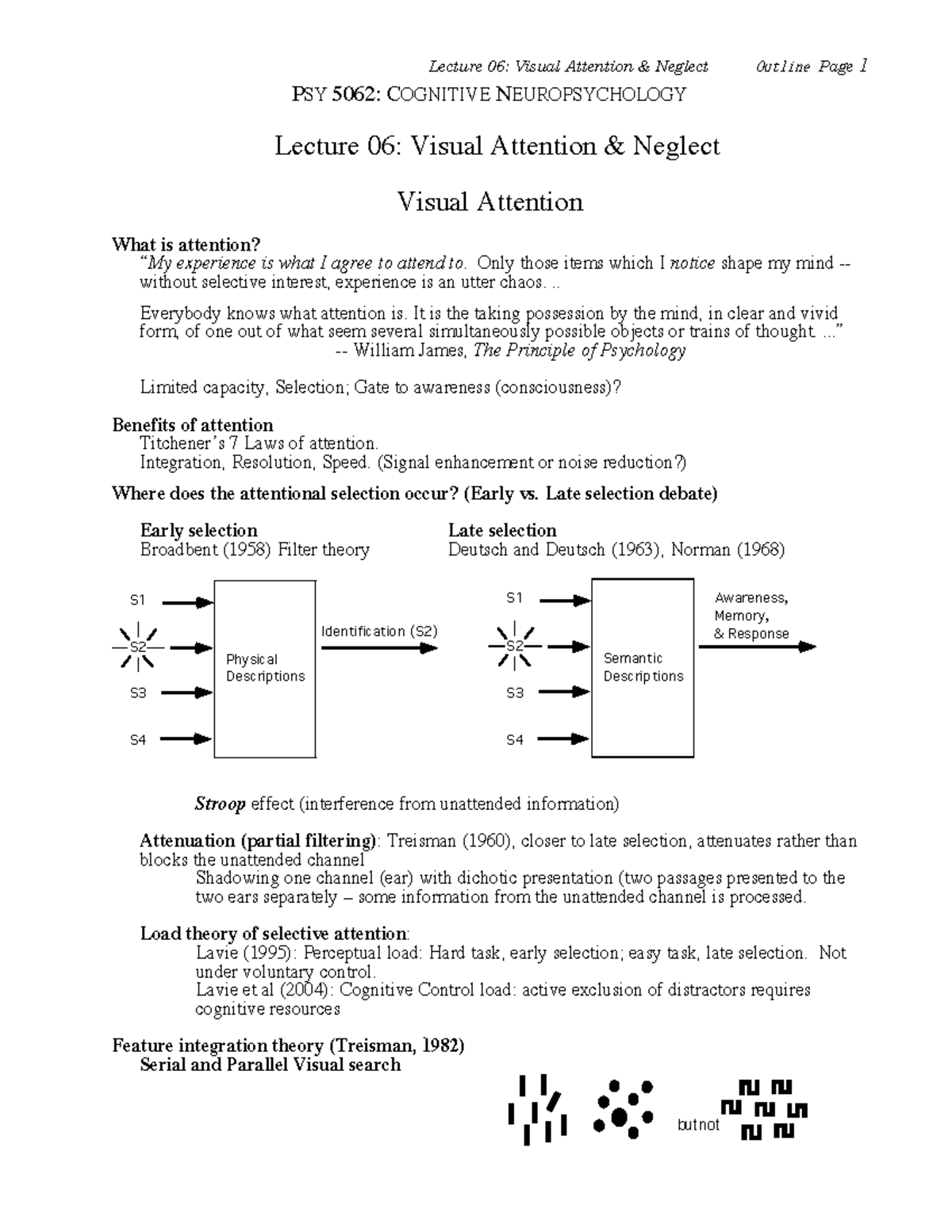 Lecture 06 attention neglect outline - Lecture 06: Visual Attention ...
