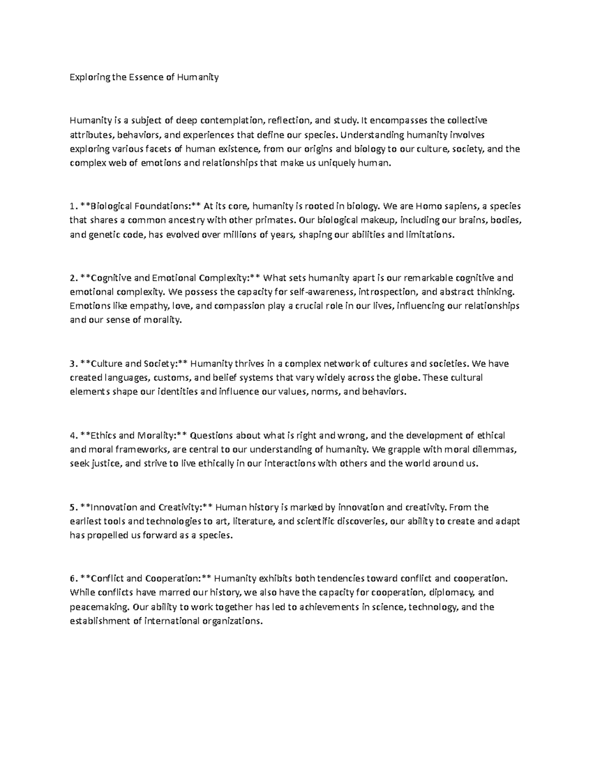 Humanity - Exploring the Essence of Humanity Humanity is a subject of ...