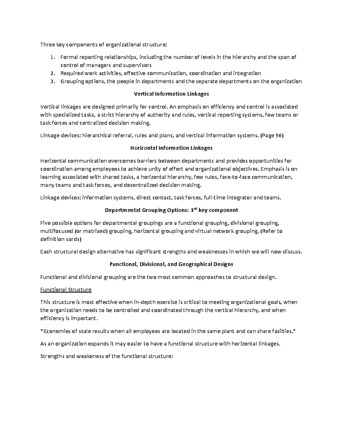 OT Chapter 3 - Three key components of organizational Formal reporting ...