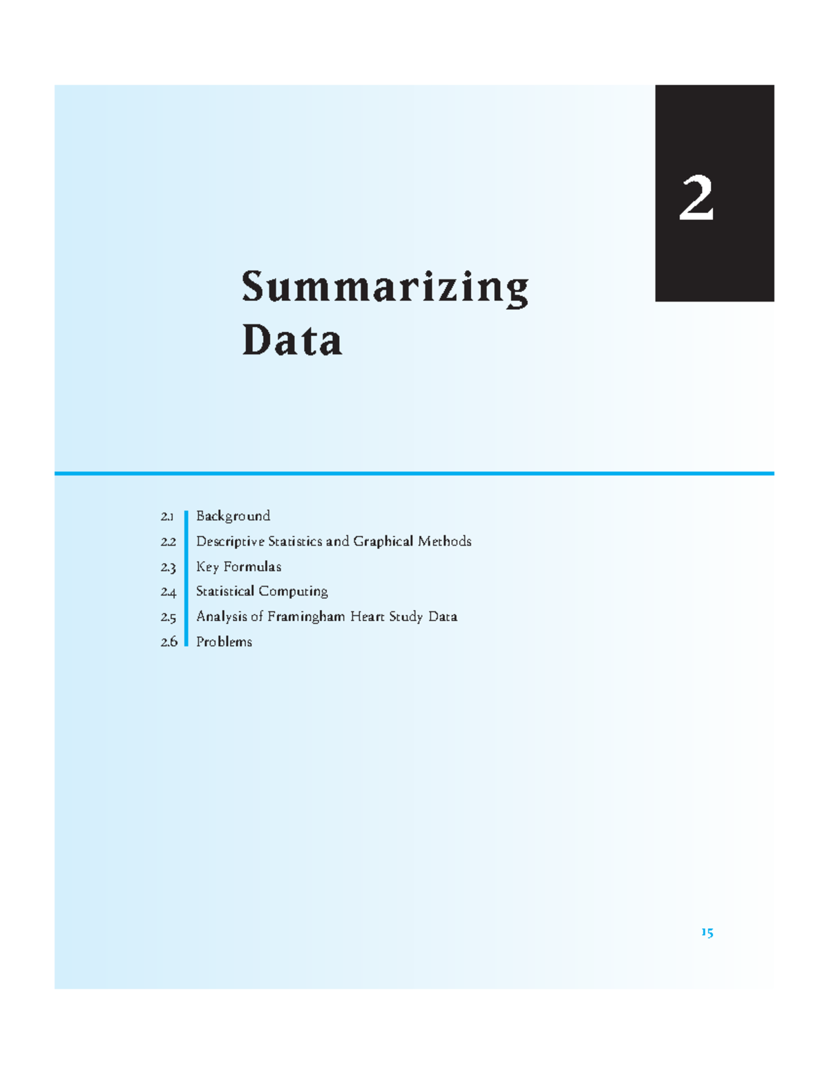 Chapter 2 textbook - ####### 15 2 Summarizing Data 2 Background 2 ...